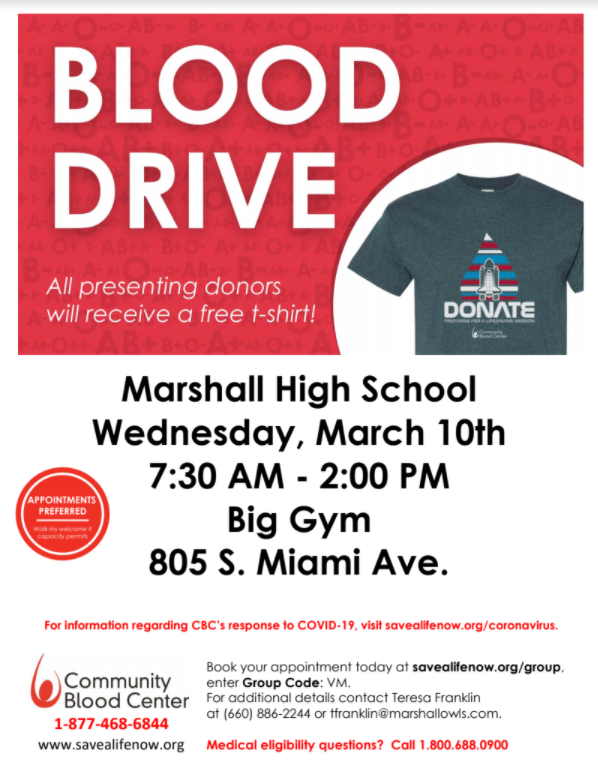 Marshall High School Blood Drive to Benefit Local Patients | Bueker ...